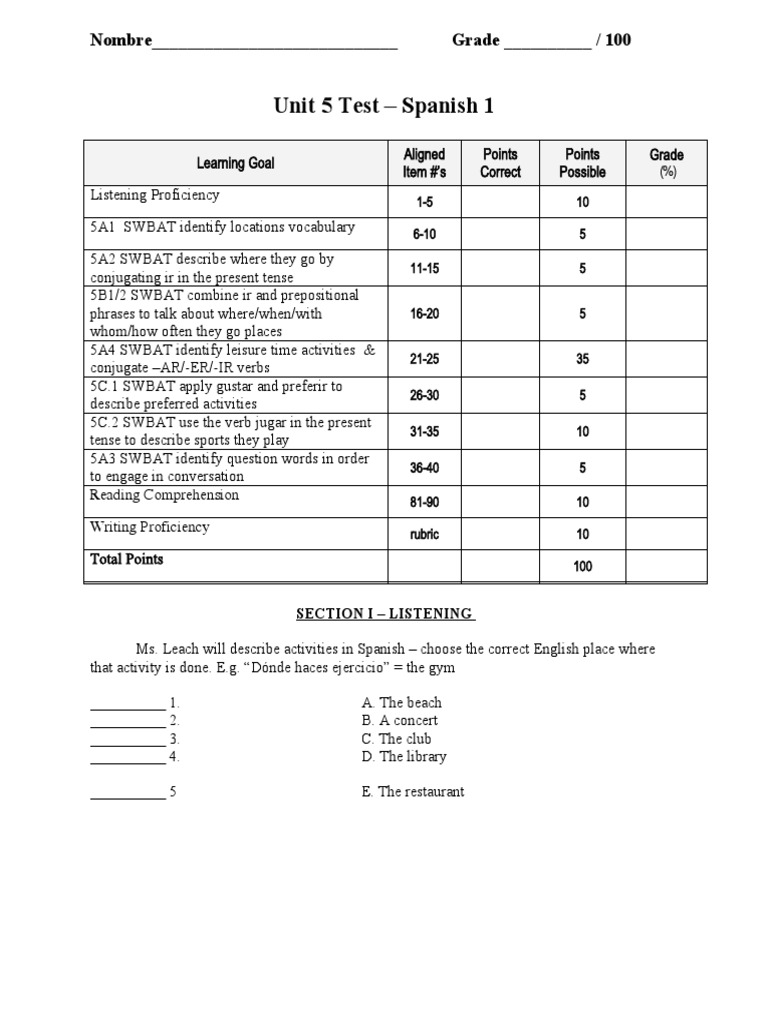 Unit Test 5 | PDF | Grammatical Conjugation | Semantics