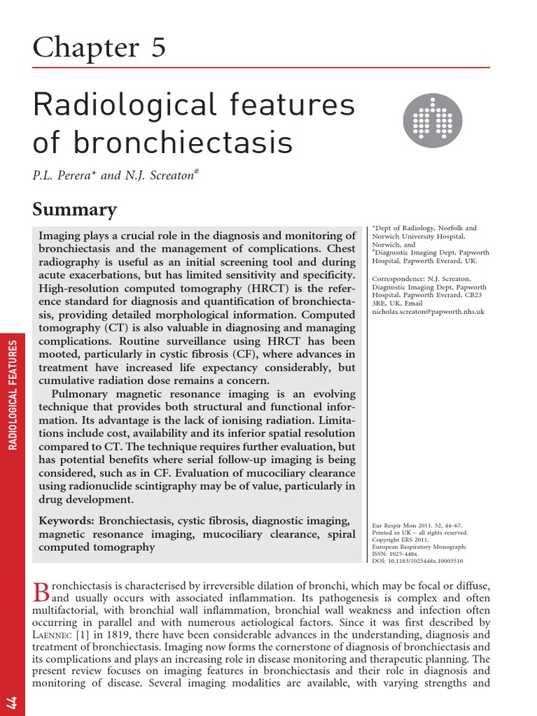 Radiological Features of Bronchiectasis | PDF | Magnetic Resonance ...