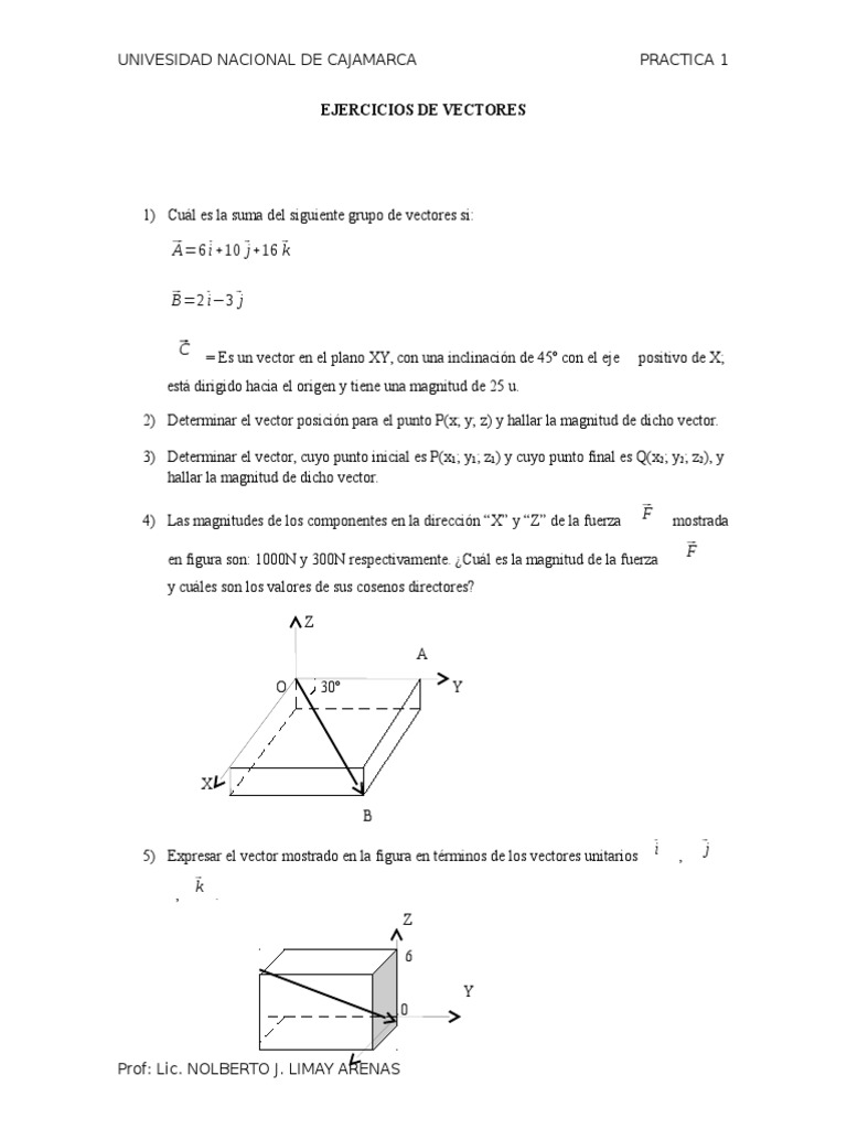 Ejercicios de Vectores | PDF | Vector Euclidiano | Álgebra lineal
