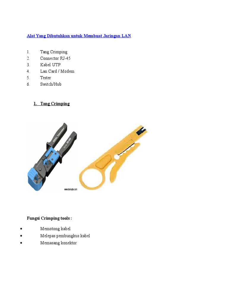 Alat Yang Dibutuhkan Untuk Membuat Jaringan LAN | PDF