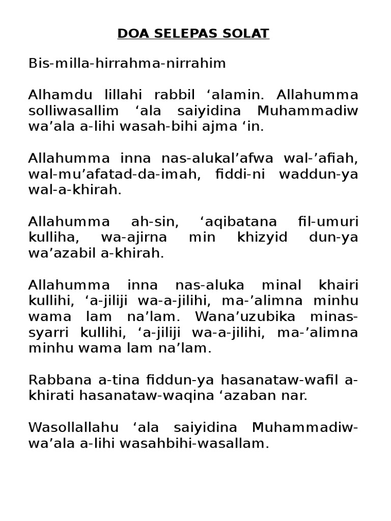 Doa Selepas Solat | PDF