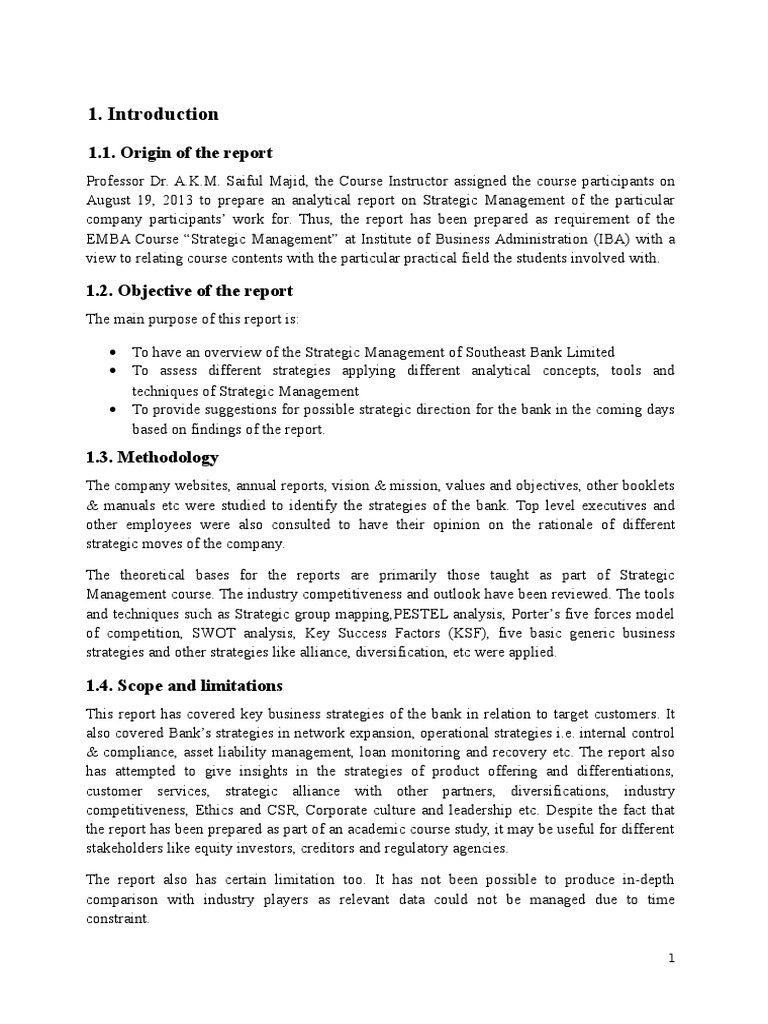 Strategic Management of Southeast Bank Limited | PDF | Banks ...