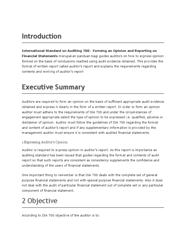 Isa 700 | PDF | Financial Audit | Auditor's Report