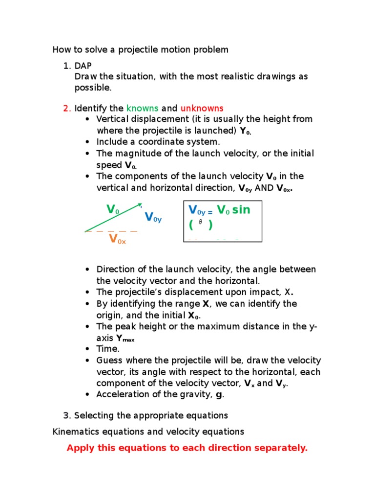 How To Solve A Projectile Motion Problem | PDF | Velocity | Euclidean ...