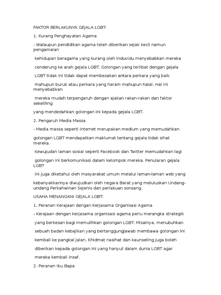 Faktor Penyebab Gejala LGBT di Masyarakat | PDF