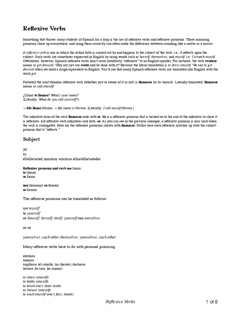 Spanish Reflexive Verbs Guide | PDF | Spanish Language | Style (Fiction)