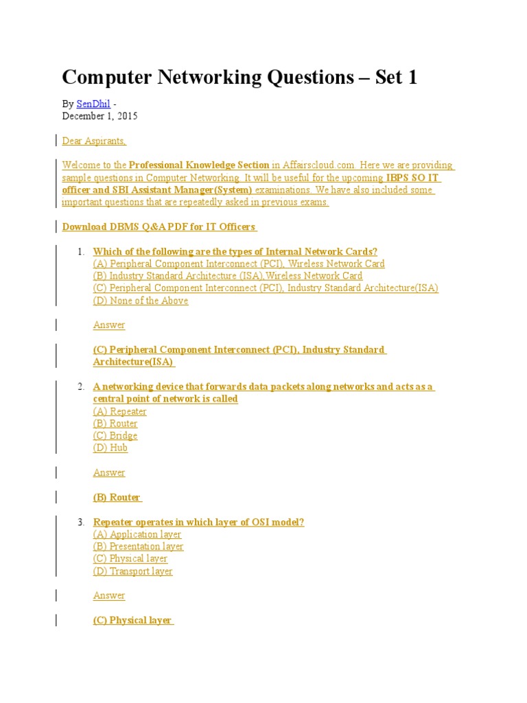 Computer Networking Questions Pdf Osi Model Computer Network 6916