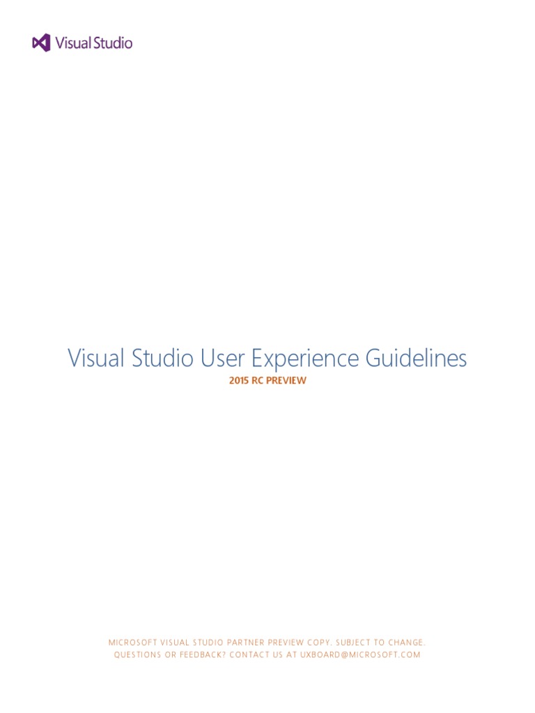 2015 Visual Studio User Experience Guidelines RC Preview | PDF | Microsoft Visual Studio ...
