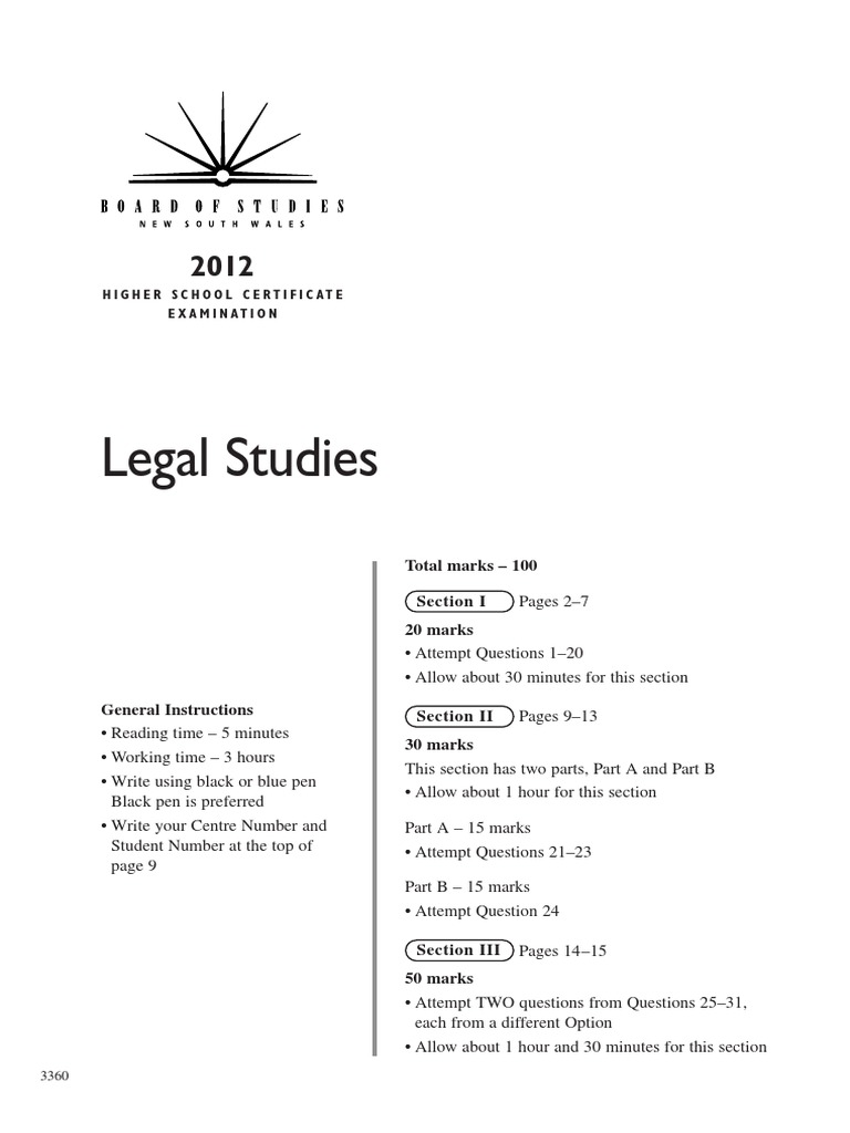 2012 HSC Legal Studies Exam Paper | PDF | Precedent | High Court Of ...