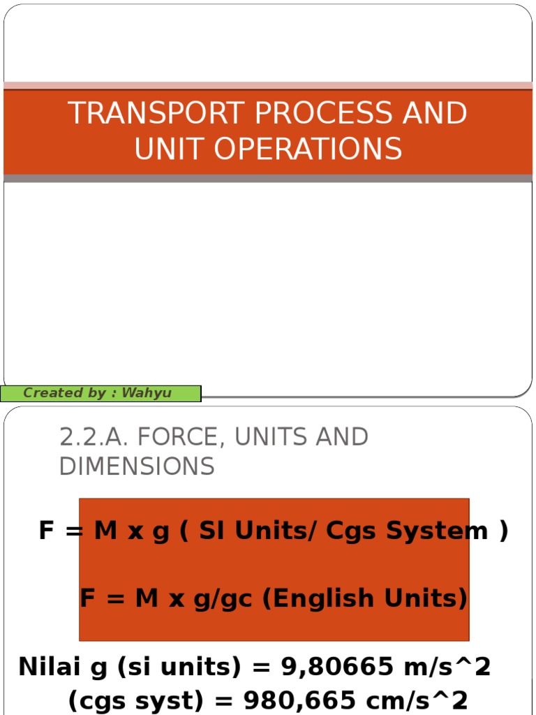 Transport Process and Unit Operations | PDF