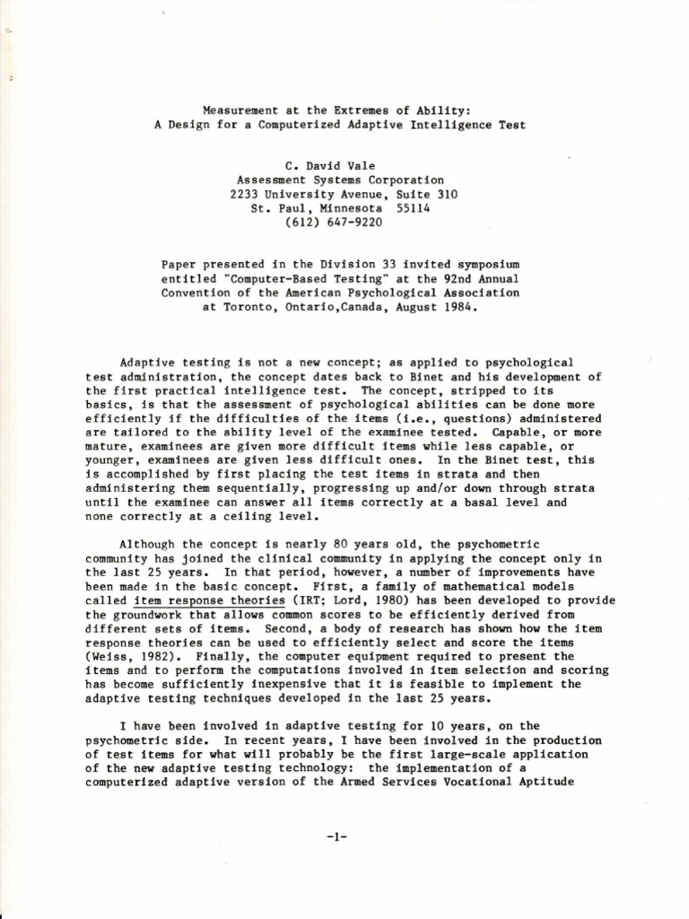 Computerized Test: Measurement | PDF | Memory | Intelligence