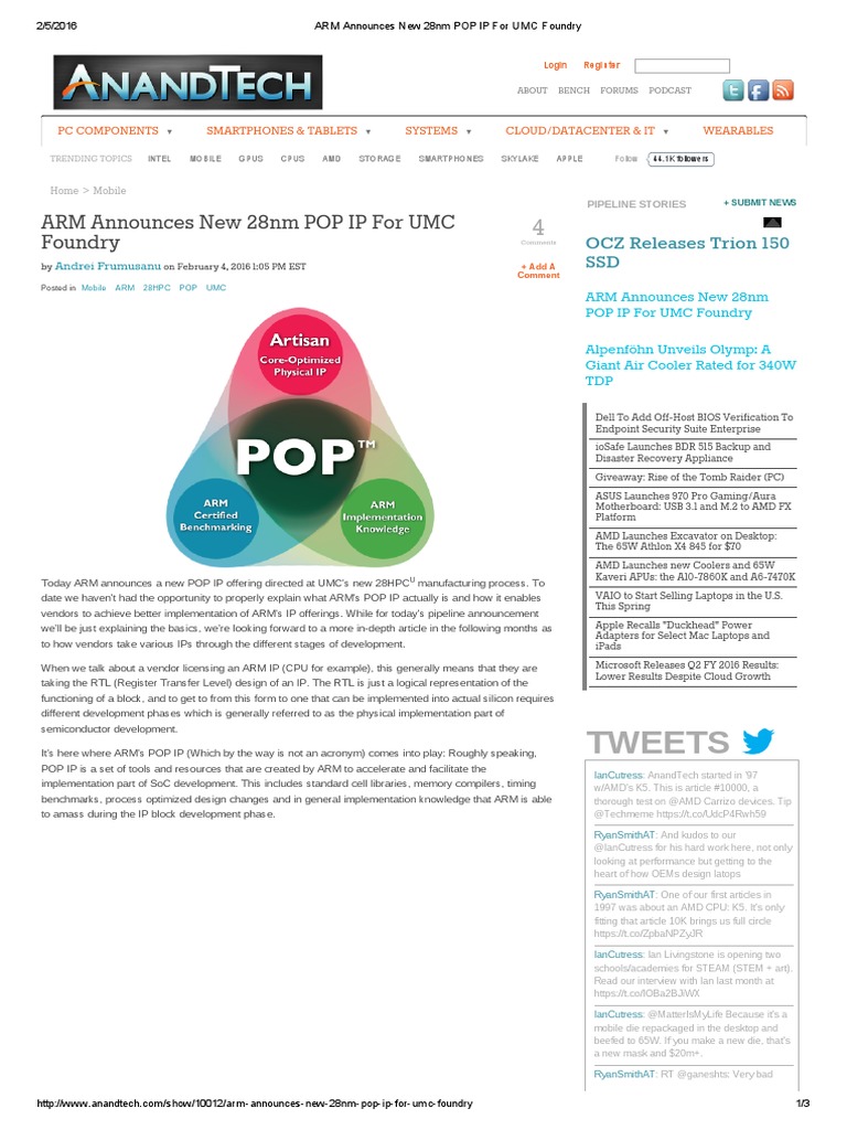 ARM Announces New 28nm POP IP For UMC Foundry | PDF | Arm Architecture ...