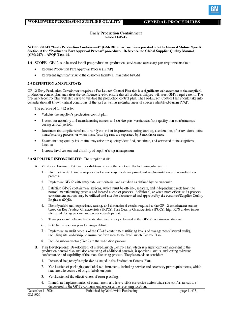 GP-12 | Verification And Validation | Quality (Business)