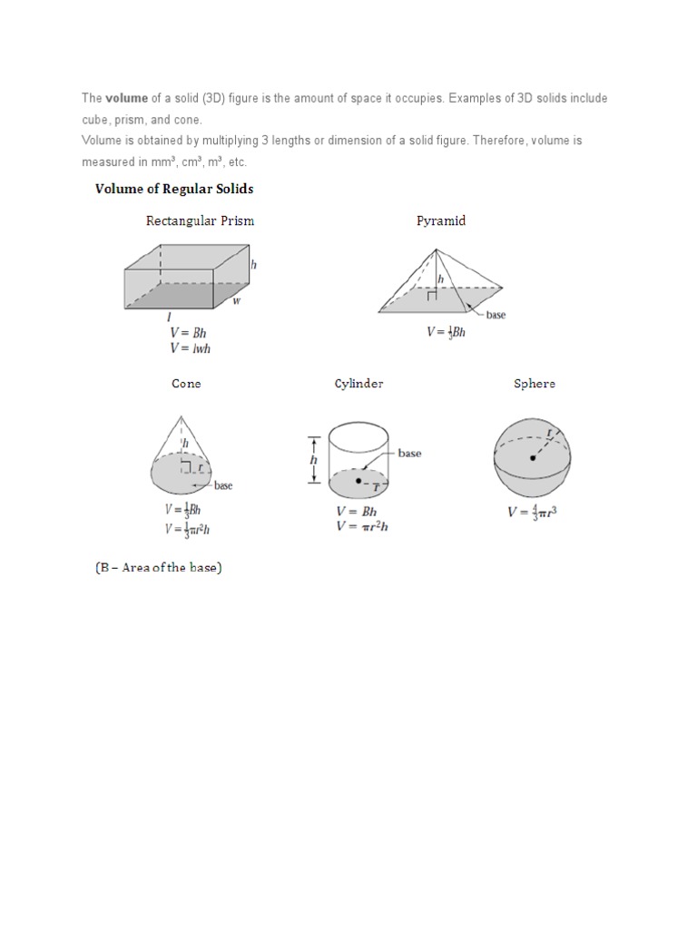 3d Solids Notes | PDF | Litre | Volume