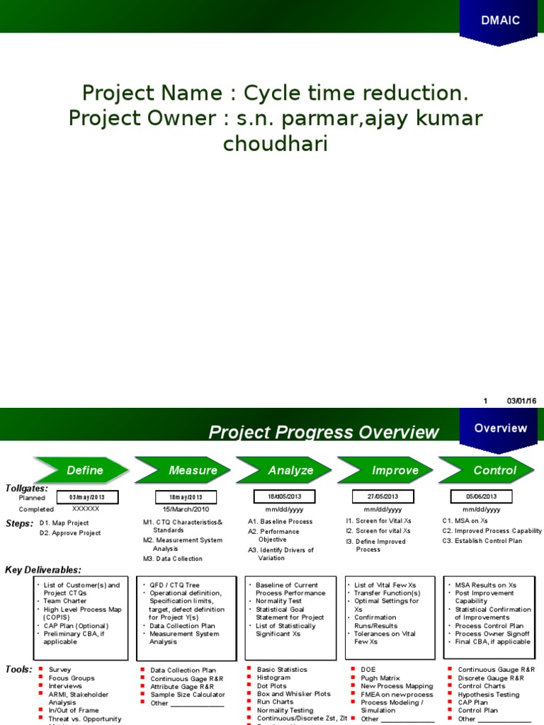 Cycle Time Reduction Project Overview | PDF | Standard Deviation ...
