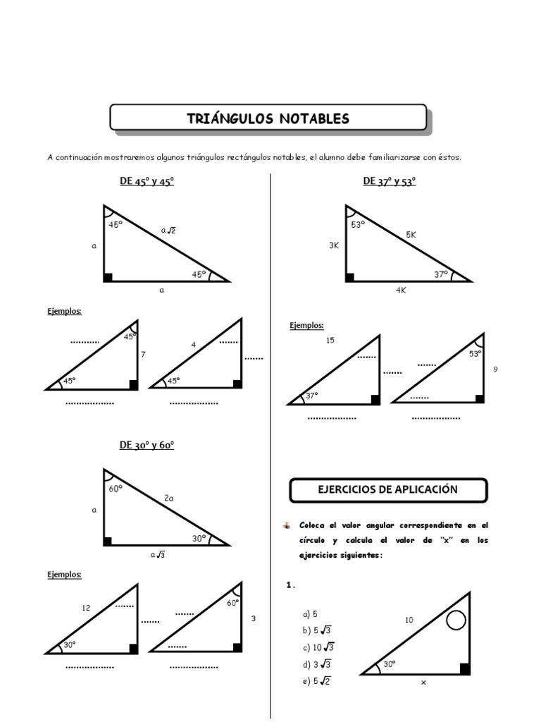 5 TRIGO Triangulos-Notables | PDF | Matemática Elemental | Geometría del plano euclidiano