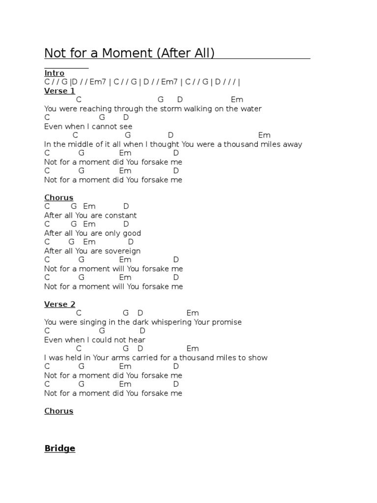 Not For A Moment Chords | PDF | Song Structure | Songs