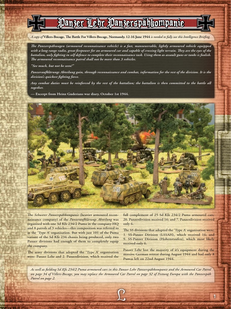 Panzer Lehr Division Composition Overview | PDF | Armoured Warfare ...