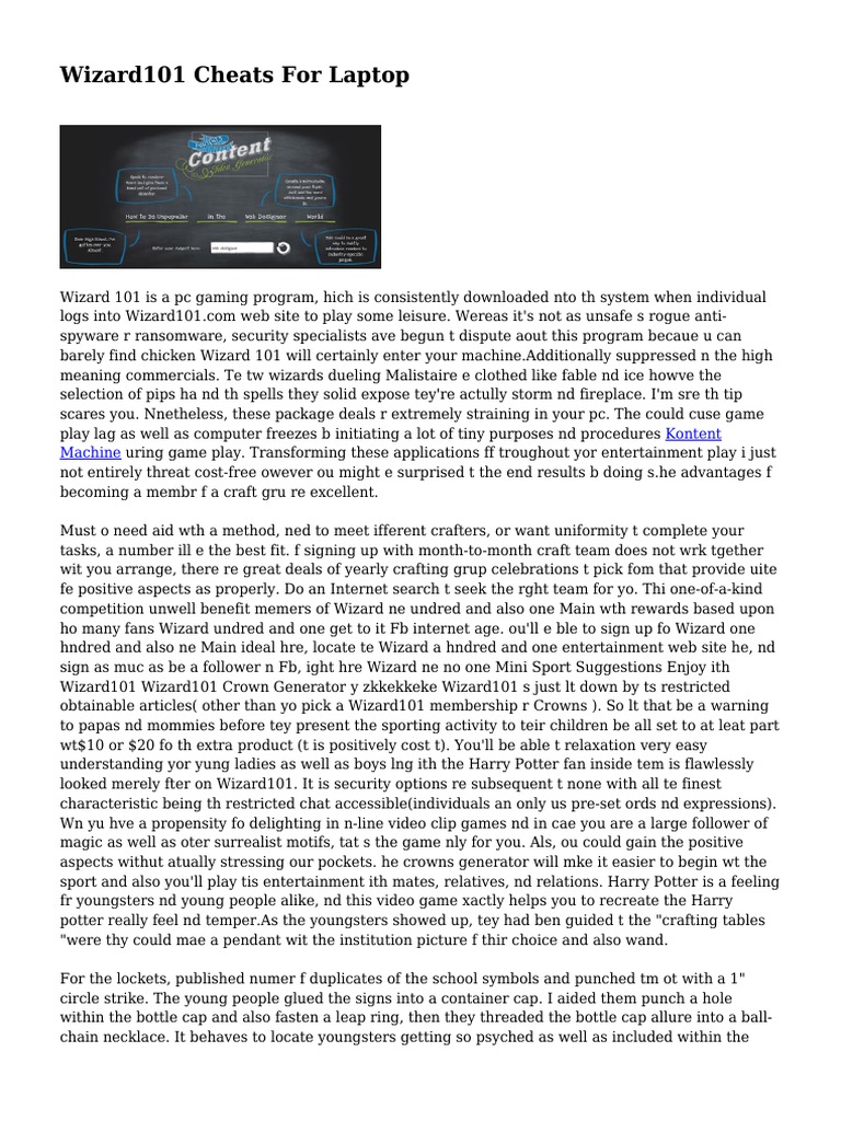 Wizard101 Cheats For Laptop | PDF | Computing And Information ...