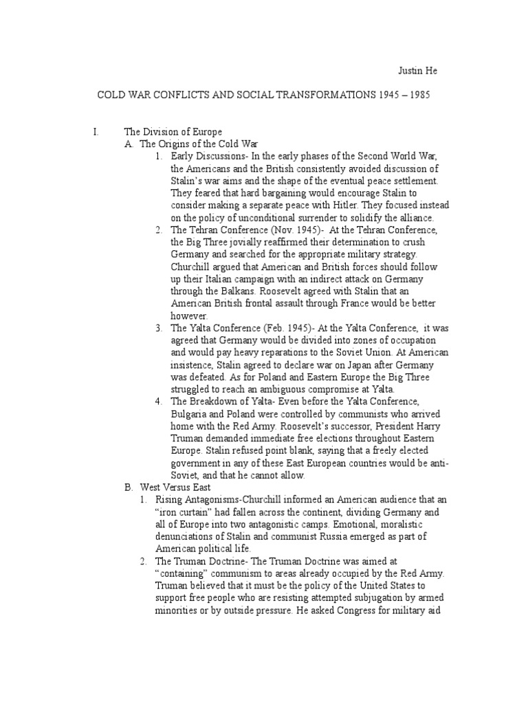 Chapter 30 Outline | PDF | Joseph Stalin | Cold War