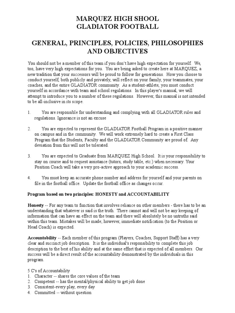 Gladiator Football Program | PDF | Attitude (Psychology) | Value (Ethics)
