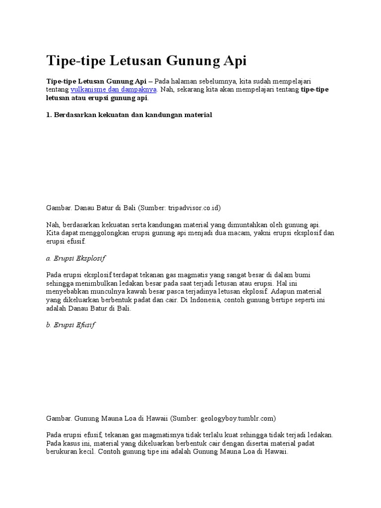 Tipe Letusan Gunung API | PDF