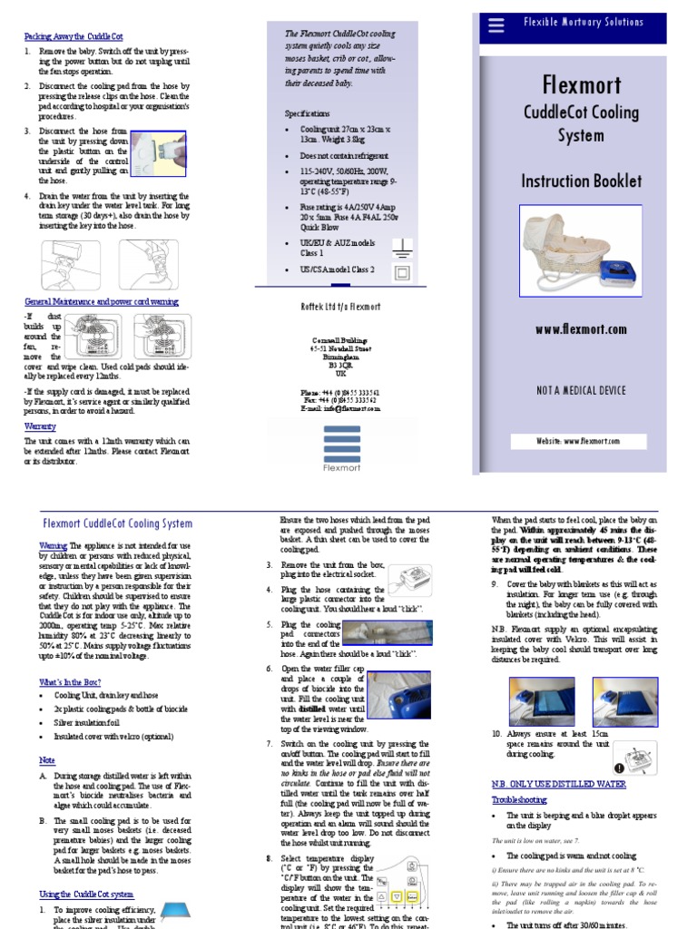 CuddleCot Cooling System Instructions | PDF | Ac Power Plugs And ...