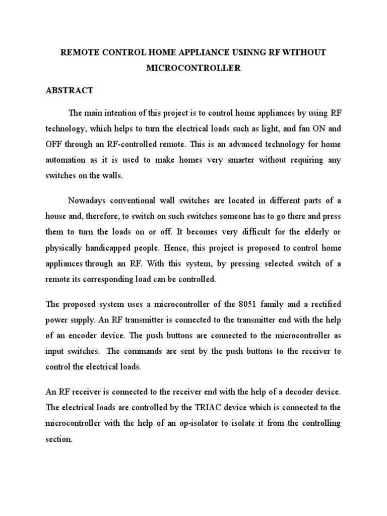 Remote Control Home Appliance Usinng RF Without Microcontroller | PDF ...
