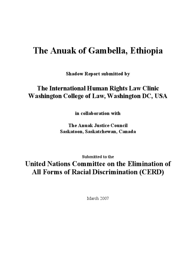 The Anuak of Gambella, Ethiopia: United Nations Committee On The ...