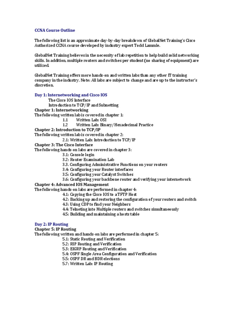 Ccna Course Outline Pdf