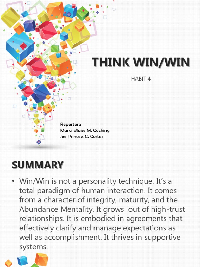 Think Win Win (7 Habits of Highly Effective People) | PDF | Evaluation ...