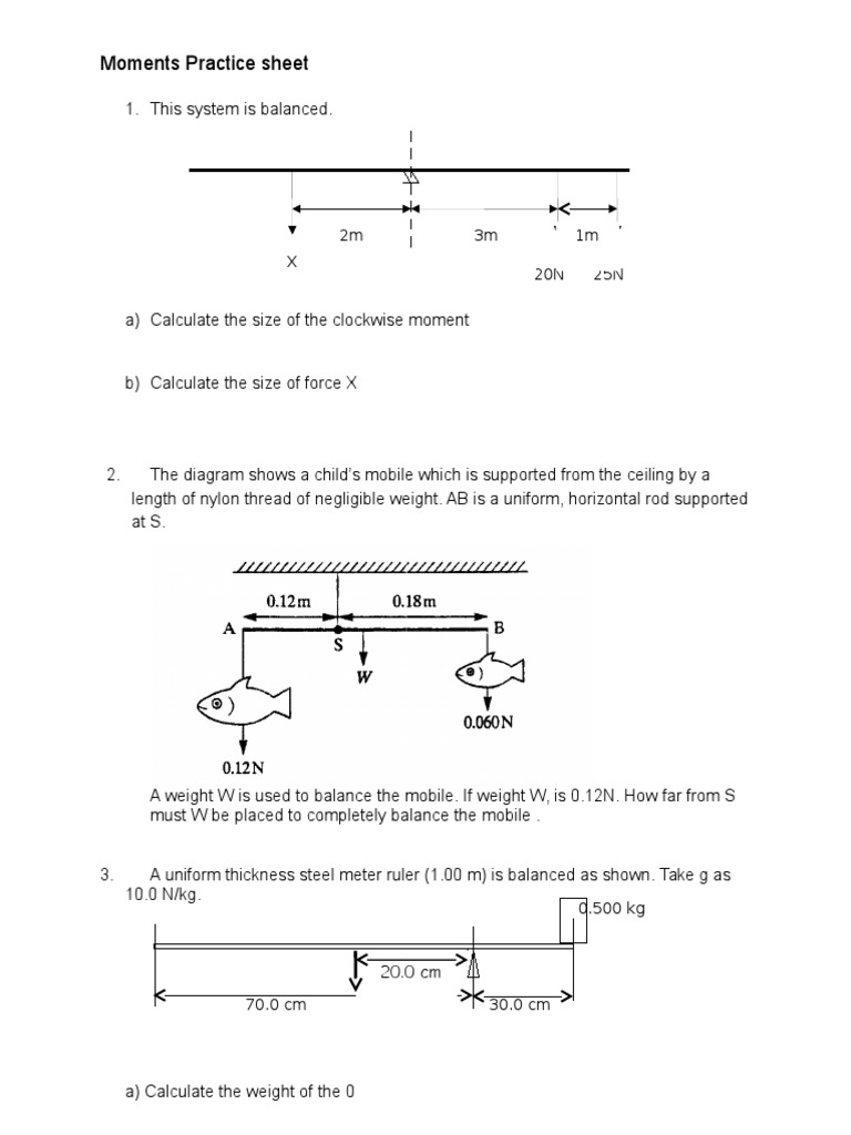 Moments Practice Sheet | PDF