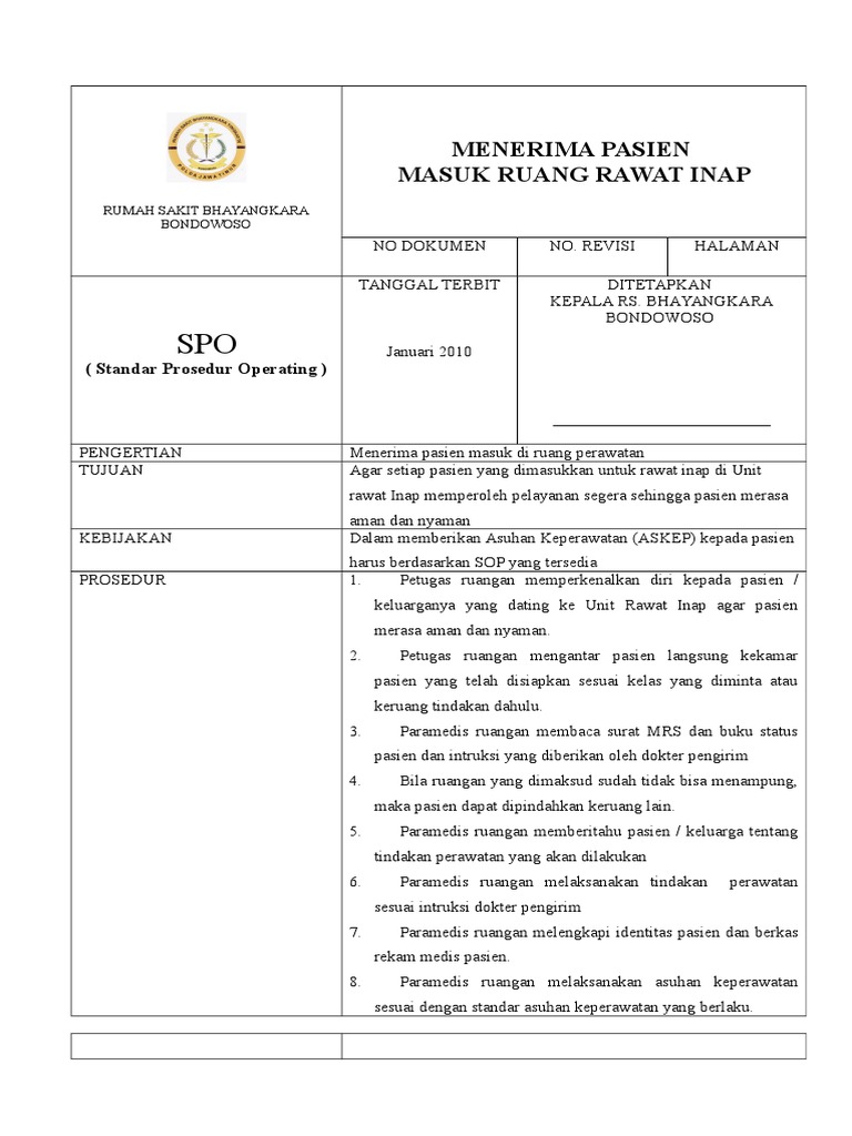 Sop Rumah Sakit Bhayangkara | PDF