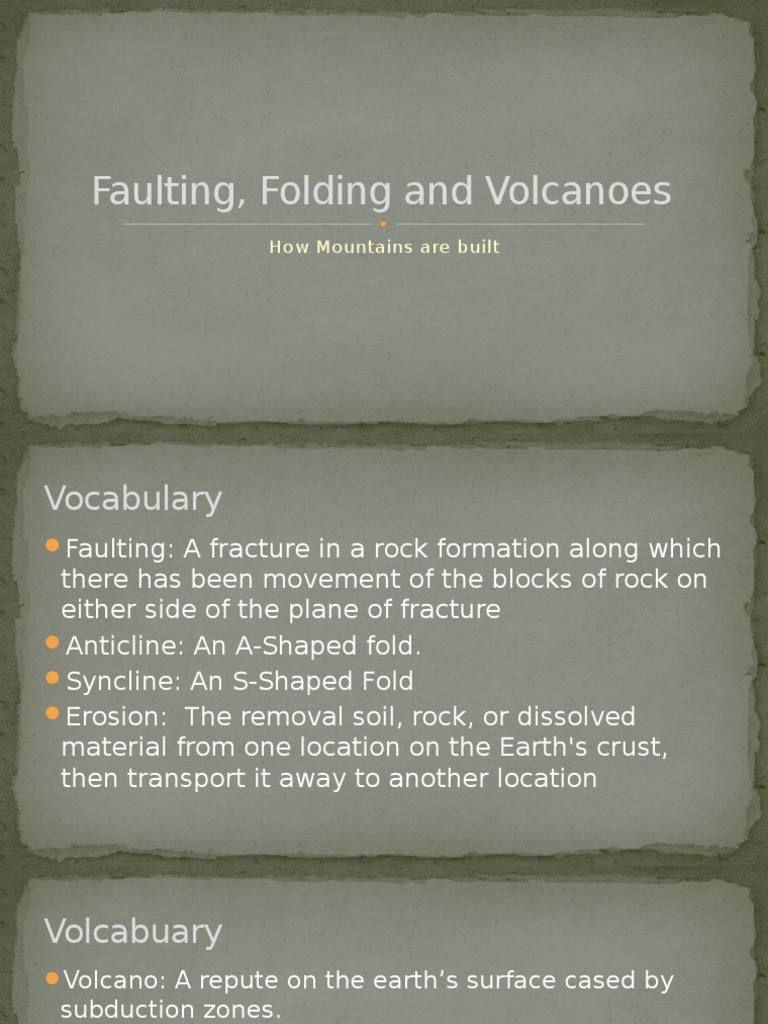 Faulting Folding and Volcanoes | PDF | Volcano | Plate Tectonics