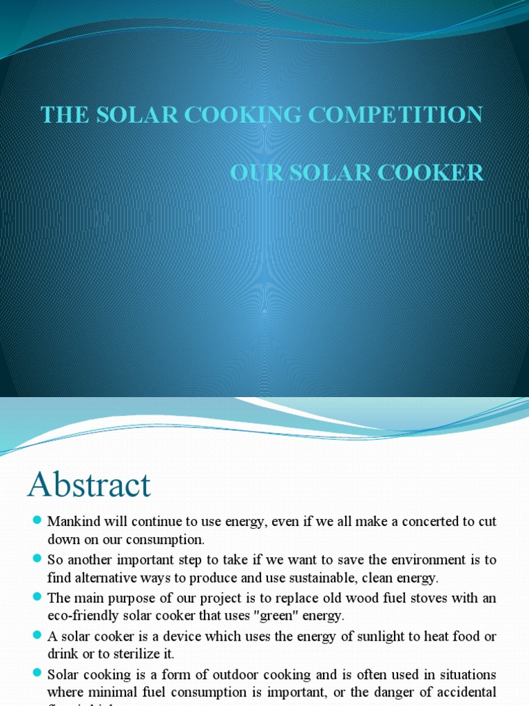 Solar Cooking Competition Overview | PDF | Solar Energy | Sustainable ...
