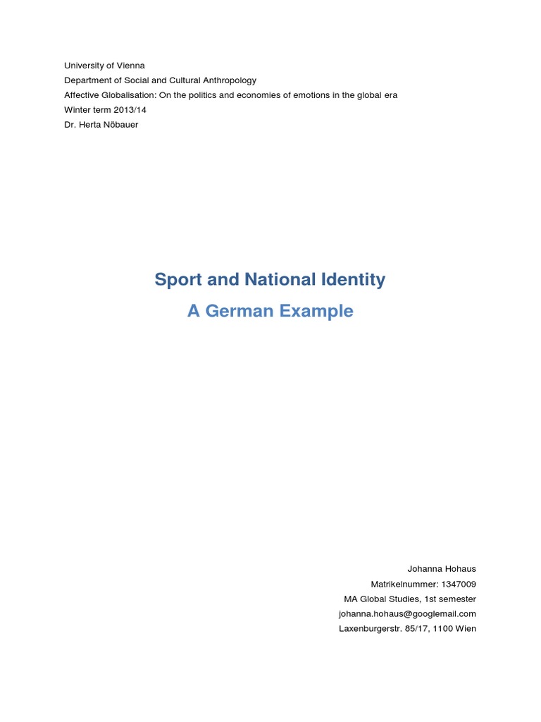 Sport's Role in German National Identity | PDF | Nationalism | Olympic ...