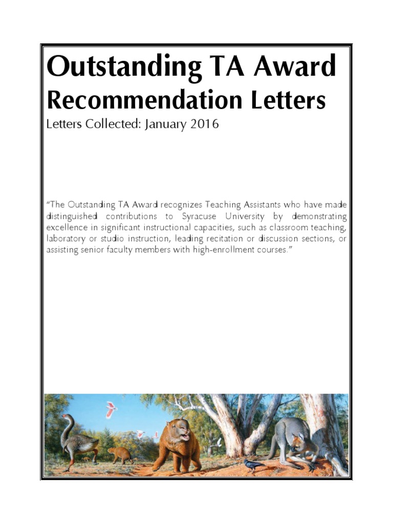 Outstanding TA Award Recommendation | PDF | Teaching Assistant | Public ...