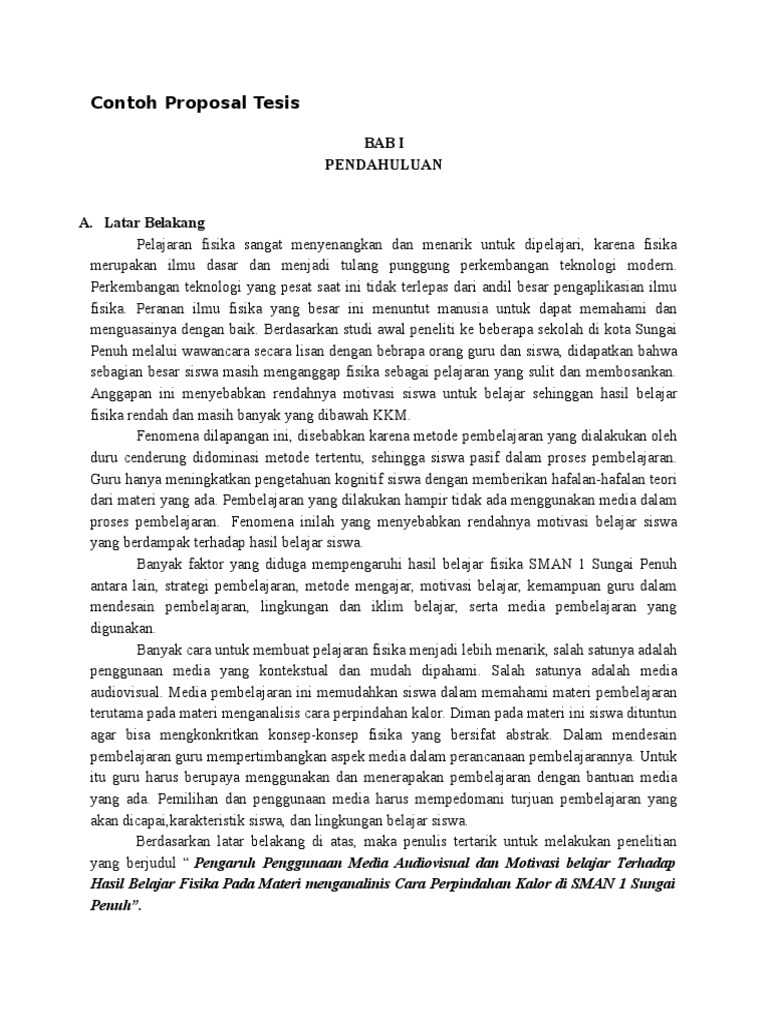 Contoh Proposal Tesis | PDF | Karier & Perkembangan