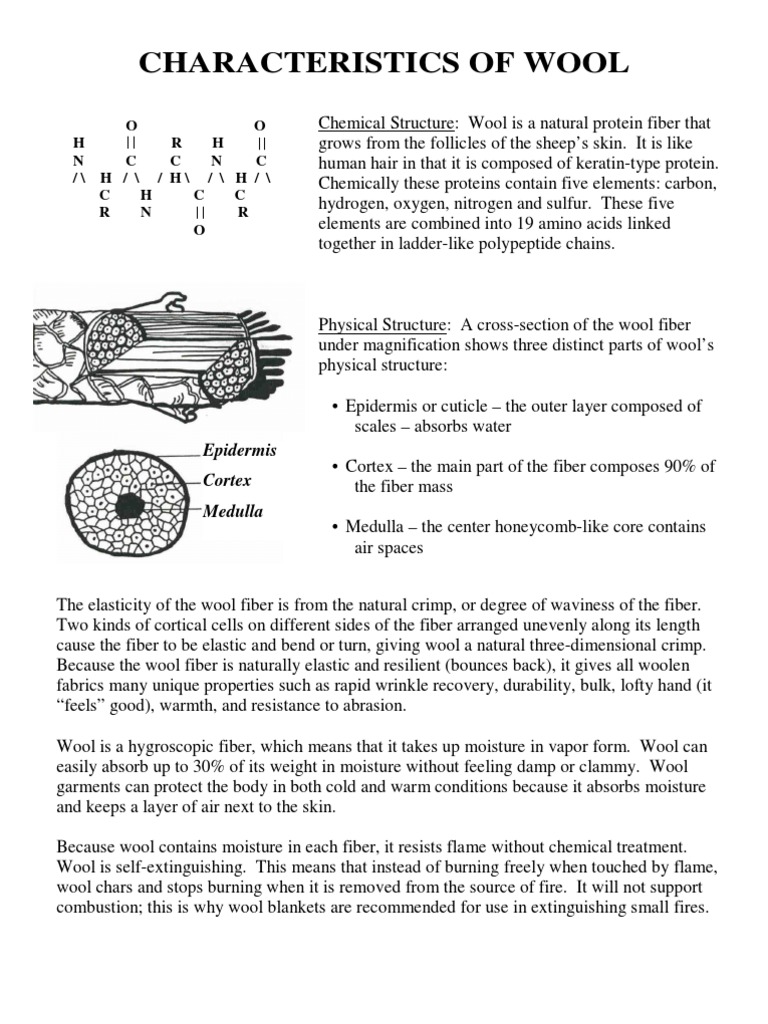 Characteristics and Structure of Wool | PDF | Wool | Carbon