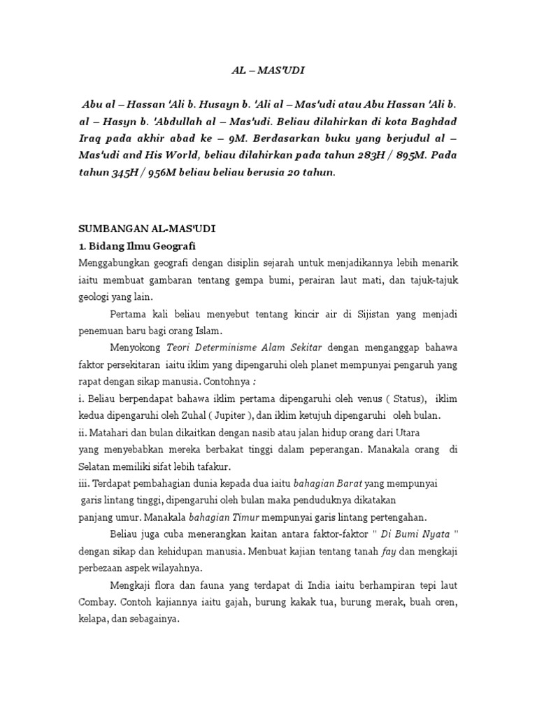 Tokoh Al Masudi | PDF