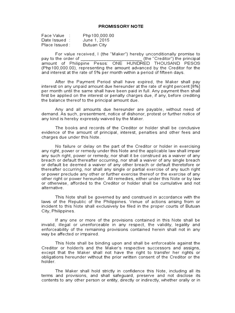 ACF Sample Pronote 2 | PDF | Promissory Note | Interest