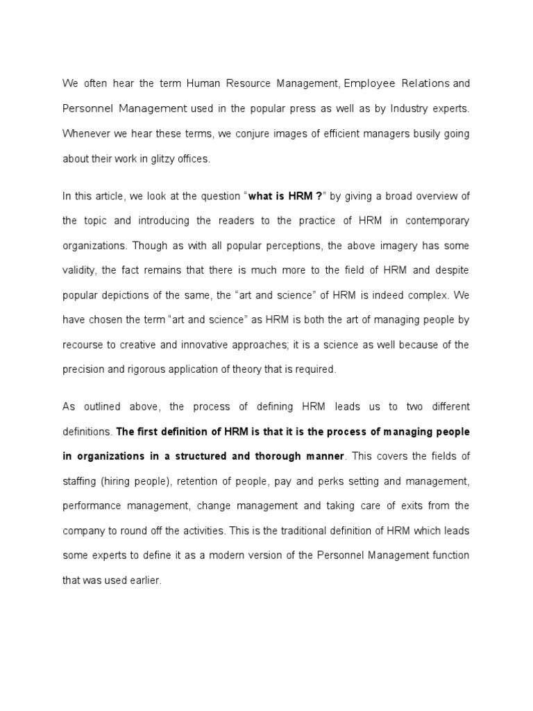 Employee Relations Personnel Management | PDF | Human Resource ...