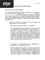 Form No. 64. (Tagalog) Huling Habilin o Testamento | PDF