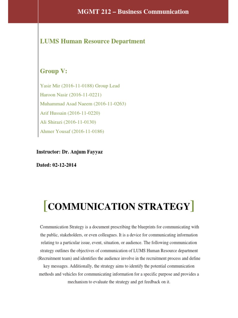 Communication Strategy - Group 5 PDF | Download Free PDF | Human ...
