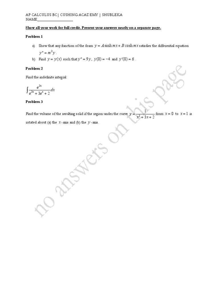 AP Calculus BC Integration | PDF