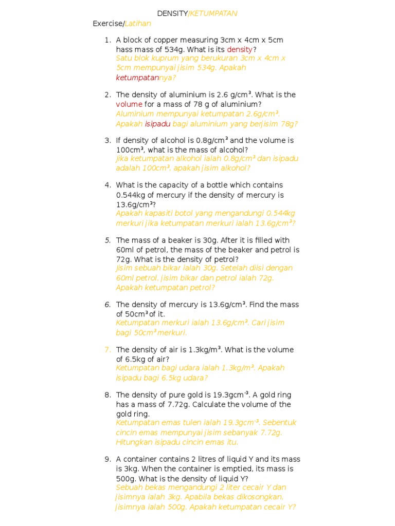 Latihan Ketumpatan | PDF