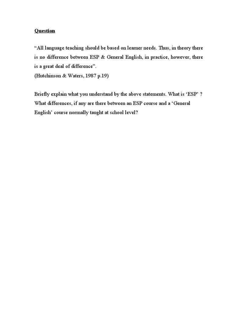 ESP Essay | PDF | English As A Second Or Foreign Language | Teachers