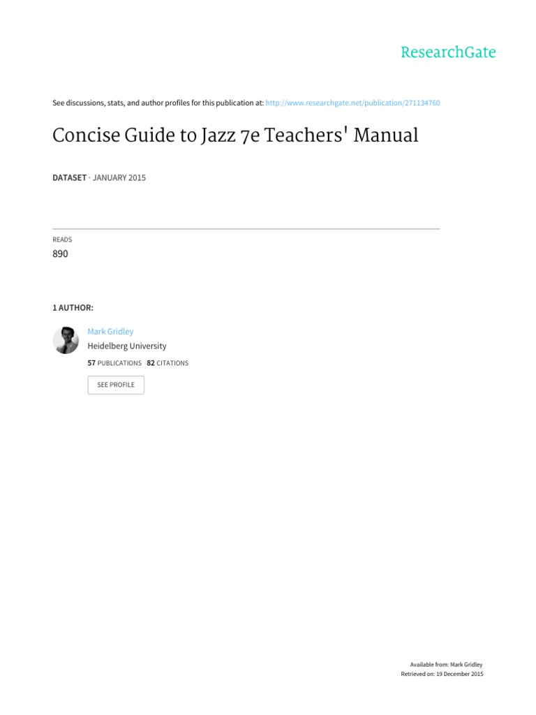 Conciise Guide To Jazz 7e Teachers' Manual | PDF | Saxophone | Jazz