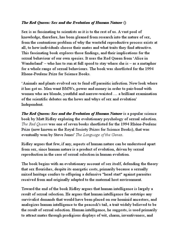 The Red Queen | PDF | Evolution | Sexual Selection