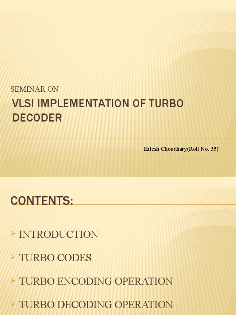 Vlsi Implementation Of Turbo Decoder Seminar On Pdf Applied Mathematics Error Detection